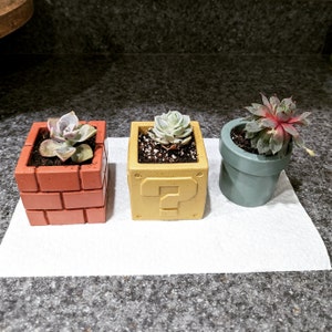 Super Mario Planter Color Gamer Succulent Planters Concrete - Etsy