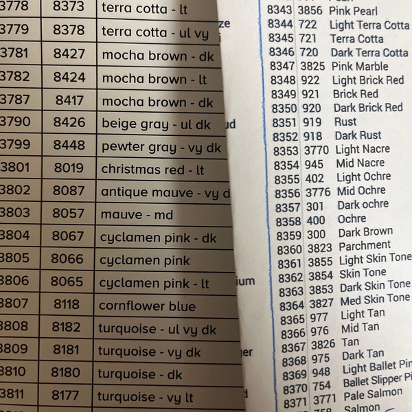 PRINTABLE PDF Diamond Dotz to DMC Colors Conversion Charts Diamond ...