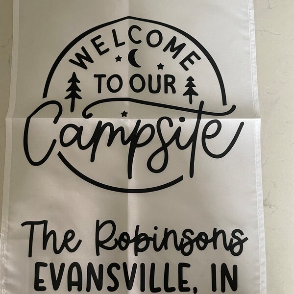 Welcome to Our Campsite Personalized Garden Flag, Custom Camping Flag ...