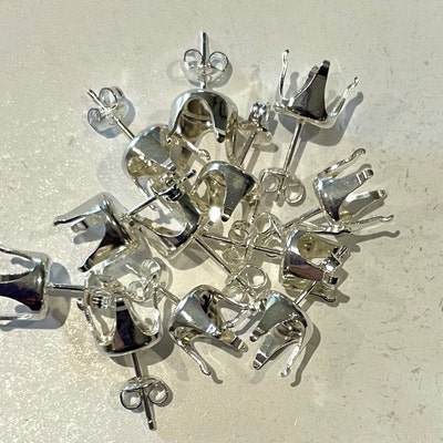 20 Pair Ear Stud Setting,earring Posts,sterling Silver Earring Post ...