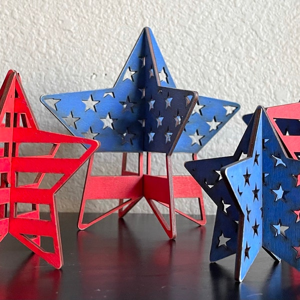 1/8" 3D Standing Stars -set of 5 Patriotic Stars and Stripes for Mantle ...