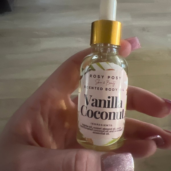 1 Oz. Vanilla Coconut Scented Body Oil, Vanilla Coconut Glow Oil, Sweet Body Oil, Birthday Gifts ...