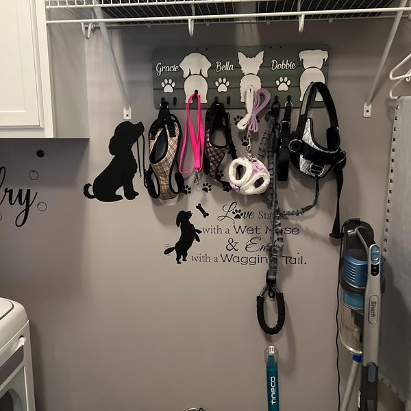 Personalized Dog Leash Holder, Custom Dog Sign, Leash Hook, Custom Dog ...