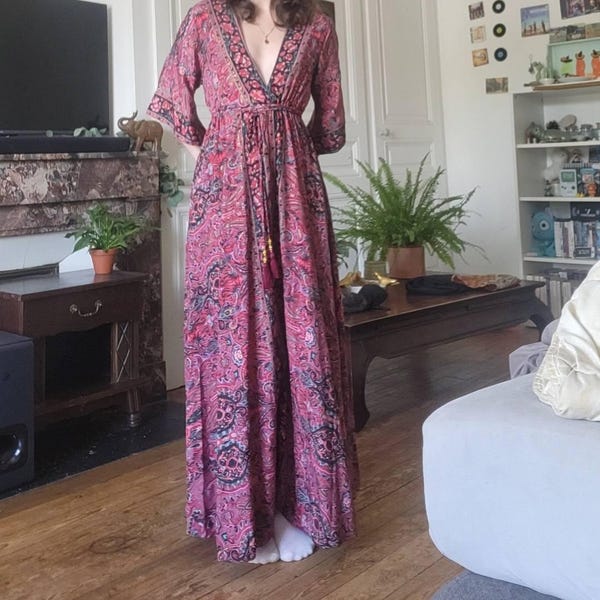 Turquoise Dress and Kimono Matching Set,backless Bohemian Dress Kimono ...