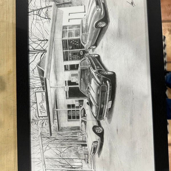 48-53-54-55-56 Ford F100 Pickup Truck Customized Pencil Drawing Print ...