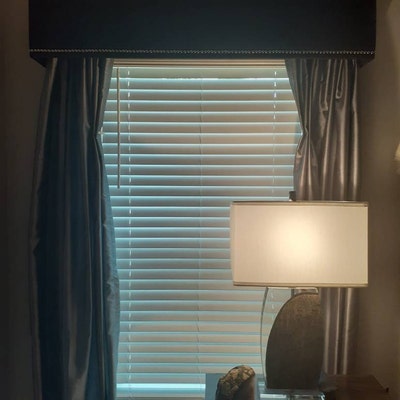 Greek Key Valance Cornice Board Pelmet Box Window Treatment in Black ...