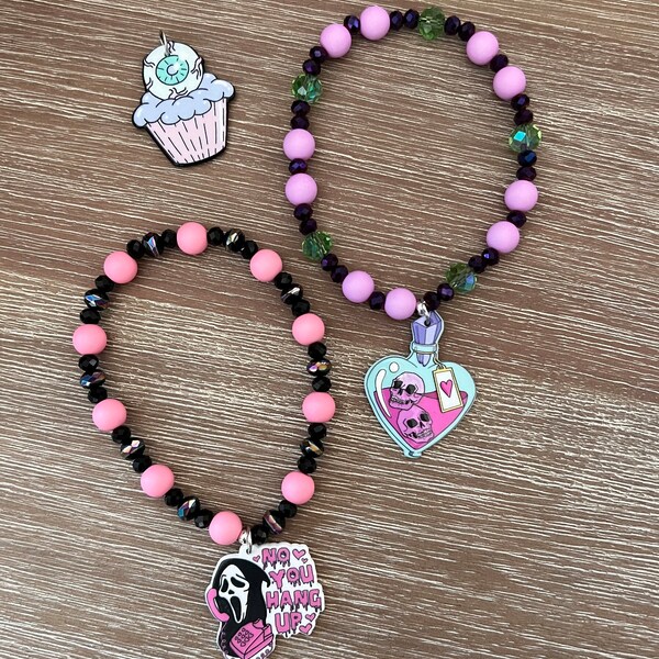 Pastel Goth Charms - Creepy Horror Charms - Eyeball Charms - Horror ...