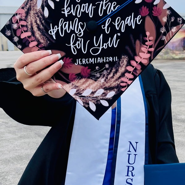 Customizable Floral Grad Cap Decoration Self-adhesive Boho Pampas Grass ...