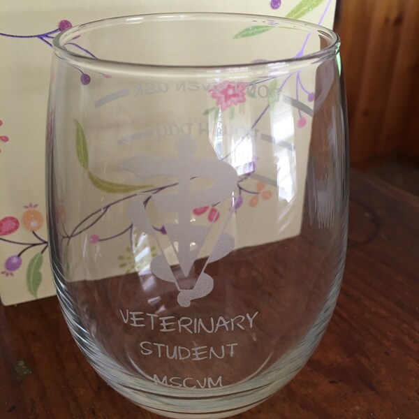 Veterinary Vet Veterinarian Student Glass Etched FREE Personalization ...