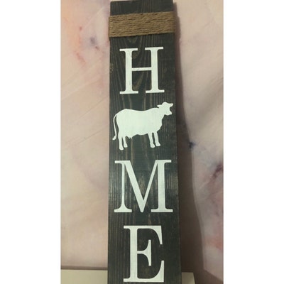 Cow Home Sign Welcome Cow Sign Home Sign With Cow Wooden Home Sign ...