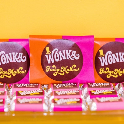 Wonka Bar Labels Mini & Snack Size Wrappers Wonka Bar Candy Bar Label ...