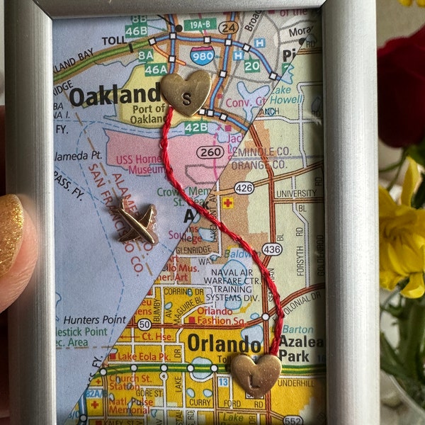 Long Distance Map Frame, String of Fate Gift (2x2.7") - Etsy