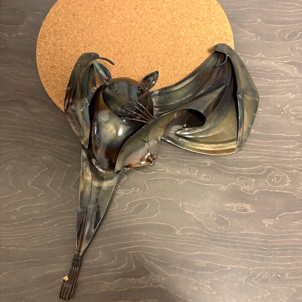 Metal Hanging One Open Wing Bat. Garden Indoor Outdoor Sculptures. Bats ...
