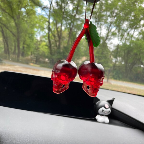 Cherry Skull Fruit Keychains| 5" Skull Accessories for Car Mirrors ...