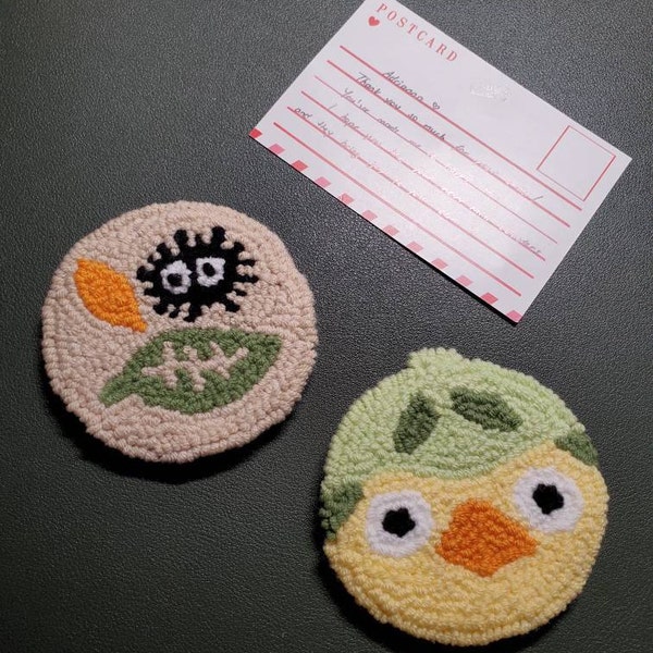 Punch Needle Coasters, Cute Mug Rug, Hand Tufted Mug Rug, Drink Coaster ...