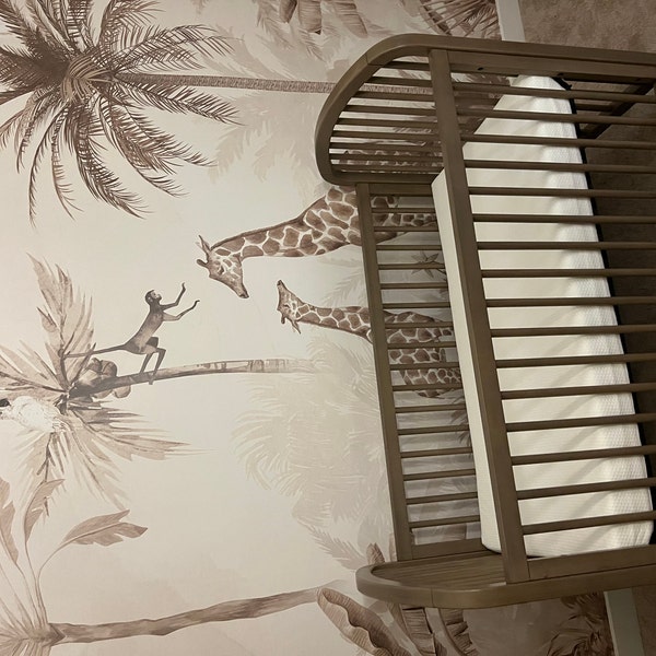 Two Giraffe in the Jungle With Animals Wallpaper- Tropical Wallposter ...