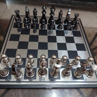 The Medieval Metal Luxury Metal Chess Set Chess Pieces - Etsy