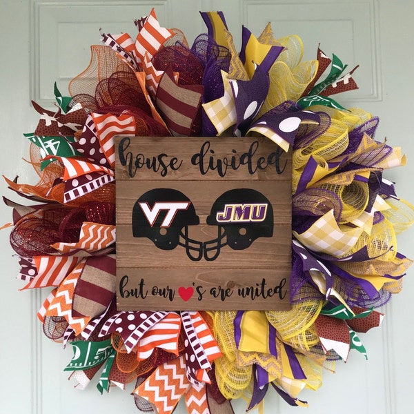 House Divided Hearts United Football Sign - Etsy