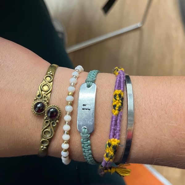 Pause | Hand Stamped | Adjustable Nylon Cord Bracelet | Lightweight ...