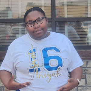 Personalized Glitter Birthday, Sweet 16 Short Sleeve T-shirt, Long ...