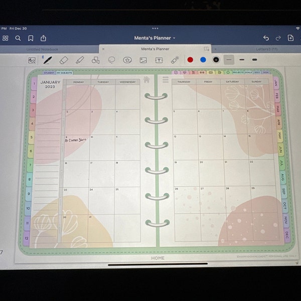 Portrait Digital Notebook With Tabs, Goodnotes Notebook, Student ...
