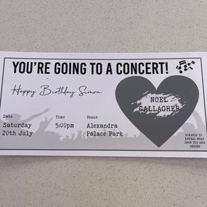 Personalised Surprise Birthday Card Personalised Surprise Concert ...