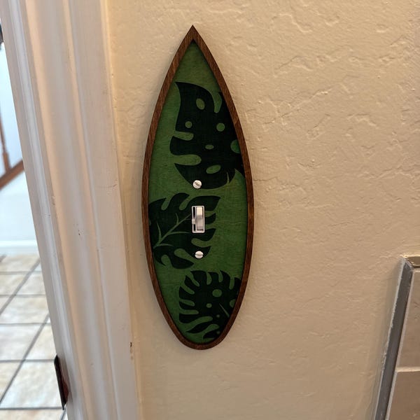 Monstera Leaf Surfboard Light Switch Cover | Monstera Leaf Surfboard ...