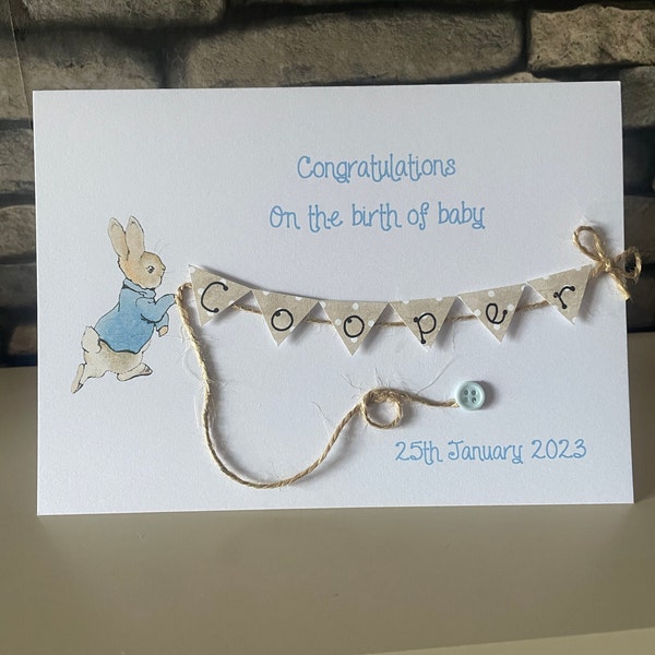 New Baby Card / Birth of Baby - Peter Rabbit or Jemima Puddleduck ...