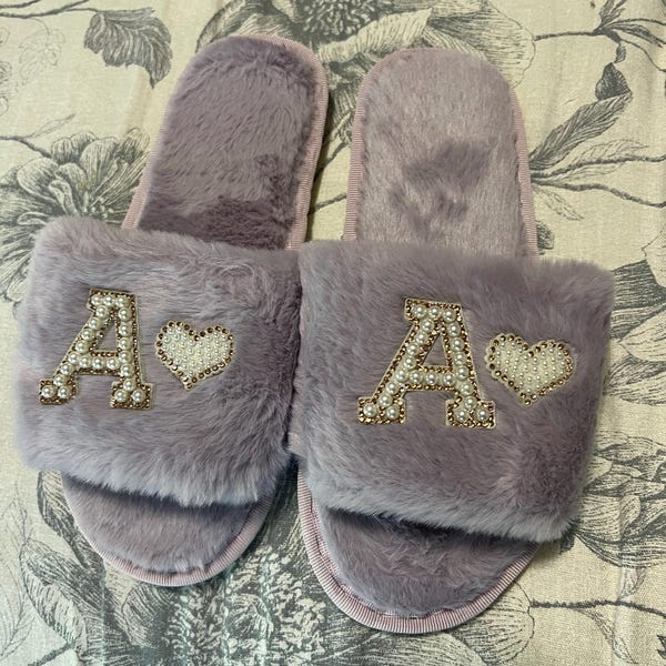 Personalized Fluffy Slippers for Bridesmaids Team Bride Slippers ...
