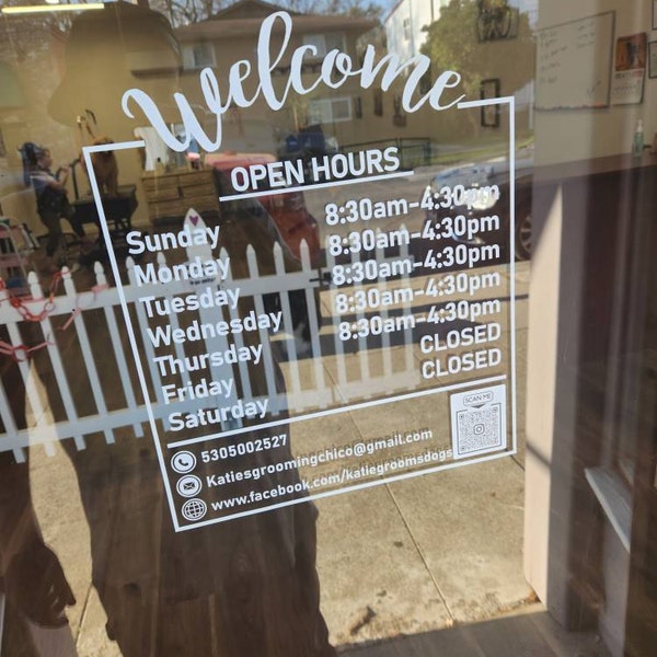 Shop Hours Decal - Store Hours Signs - Hours of Operation Sticker ...