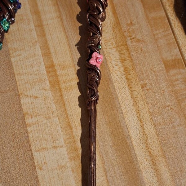 Rose Quartz Crystal Wand -fairy Wand-wizard Witch Wand-nature Wand - Etsy