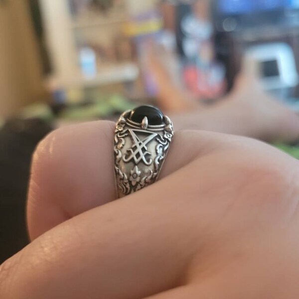 Sigil of Lucifer Ring, Seal of Satan Ring, Men' S Onyx Lucifer Ring ...