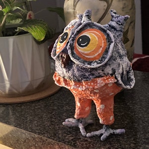 Cute Santa Owl, Funny Christmas Owlet, Papier-mache Owl, Handmade Red ...