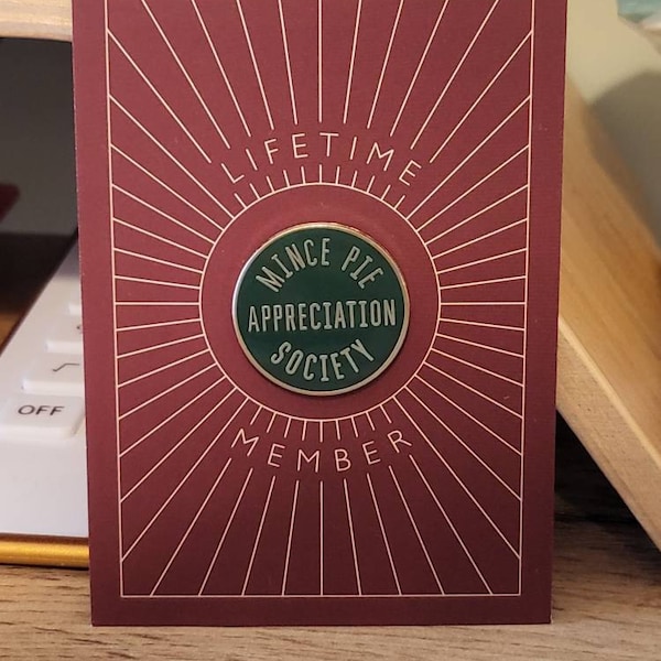 Mince Pie Appreciation Society Pin - Hard Enamel Pin - Christmas Pin ...