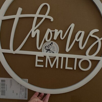 Custom Baby Name Sign, Round Baby Name Sign, Nursery Sign, Nursery ...