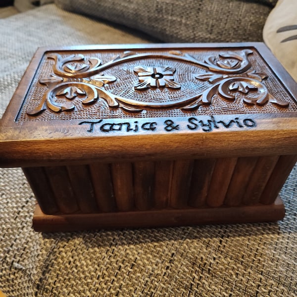 Personalized Puzzle Box , Hand Carved Wooden Secret Lock Box, Vintage ...
