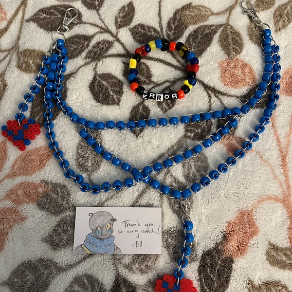 FINAL RESTOCK: Error Sans Inspired Pony Bead & Melted Bead Belt Loop ...