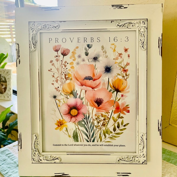 Elegant Floral Bible Verse Wall Art Set of 3 Scripture Quote Poster ...