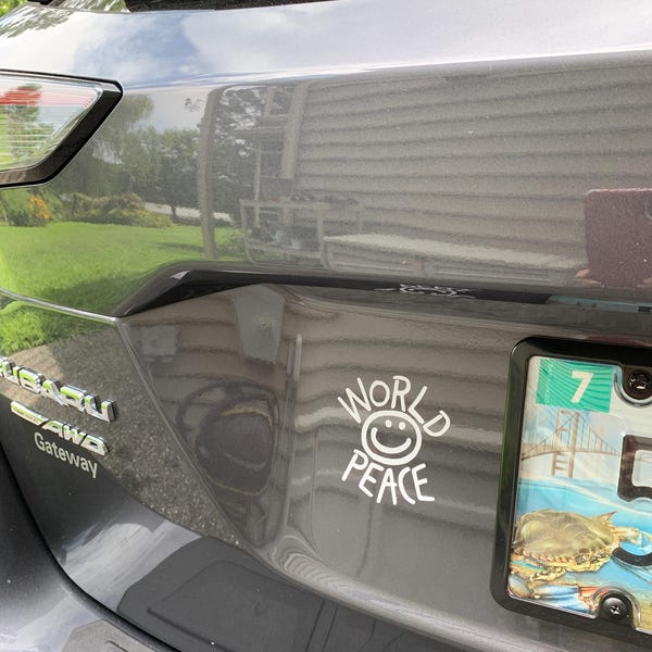 World Peace Vinyl Decal / Rub on Sticker - 14 Colors Available (3" X 3. ...