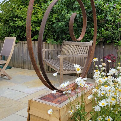 Medium Rustic Metal Garden Ring Hoop Sculpture 50cm Pair of Rusty Ring ...