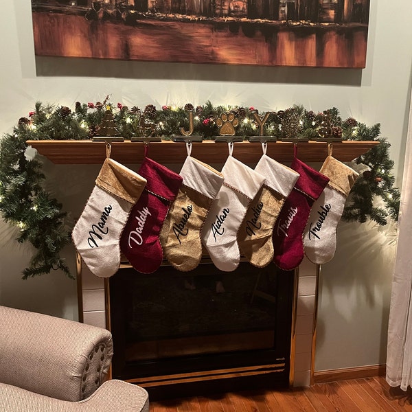 Custom Personalized Christmas Stockings Velvet With Tassel, Customized ...
