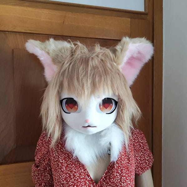 Kig Fursuit Head Cat Furry Head With Lolita Clips, Kig Kemono Fursuit ...