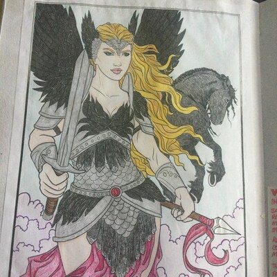 Valkyrie Goddess and Mythology Coloring Page/digi Stamp Fantasy ...