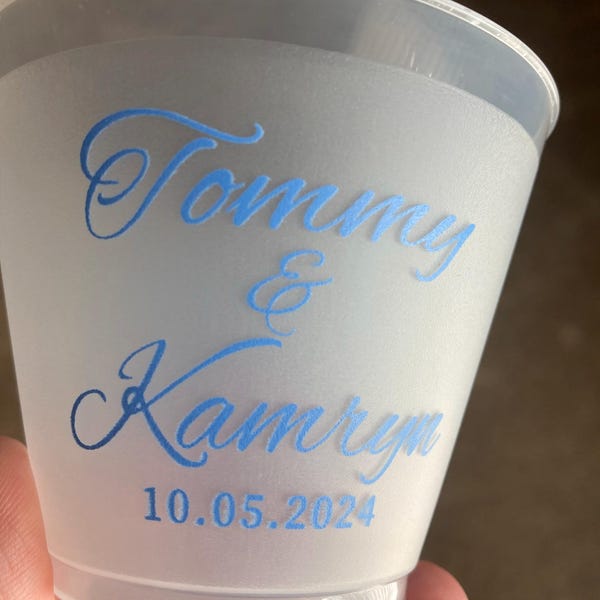 Custom Wedding Cups, Reception Bar Frosted Cups, Personalized ...