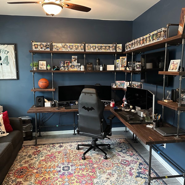 Butcher Block Corner L-shaped Desk Built-in - Etsy