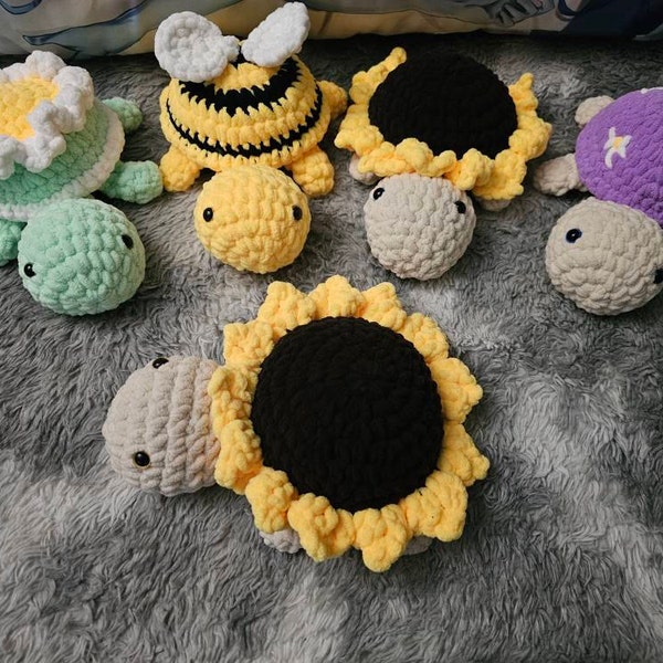 Turtle No Sew Crochet Pattern, Bumble Bee Turtle Pattern, Daisy Turtle ...