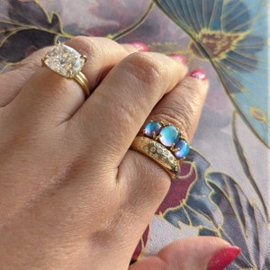 1.3ct Moissanite Toi Et Moi Ring, Solid Gold Emerald and Pear Cut ...