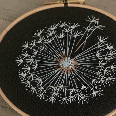 Exquisite Hand Embroidered Dandelion in a Dew on Tulle. - Etsy UK