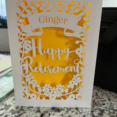 Personalised Papercut Retirement Card, Laser Cut on Your Retirement ...