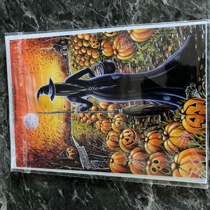 OOAK Hand Painted Wooden Mantle Desk Clock Halloween, Witch, Fall ...